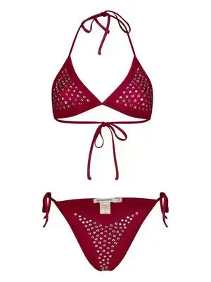 PARAMIDONNA Livia Swarovski Crystal-embellished Bikini - Red