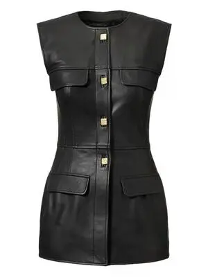 Tove Gia Buttoned Leather Blouse