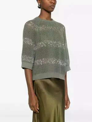 Brunello Cucinelli Sequin-embellished Open-knit Jumper
