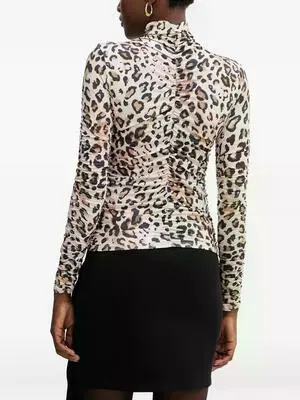 FRACOMINA Gathered Animal Print Blouse