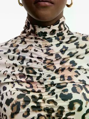 FRACOMINA Gathered Animal Print Blouse