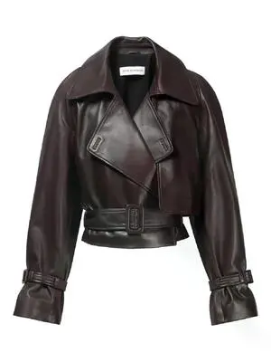Nour Hammour Leather Belted Jacket