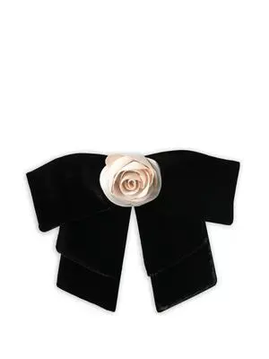 ANOUKI Flower Embellished Bow Hair Clip - Black