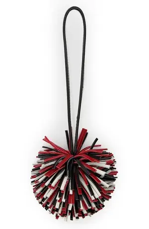 Rebecca Minkoff Leather Pompom Bag Charm - Black/siren/white