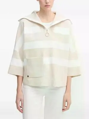 Joseph Ribkoff Striped Half-zip Sweater - Neutrals
