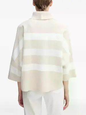 Joseph Ribkoff Striped Half-zip Sweater - Neutrals
