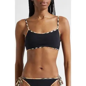 Burberry Starla Check Trim Bikini Top - Black