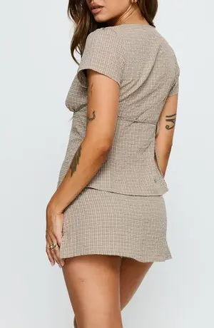Princess Polly Emmilou Check Cotton Wrap Top And Micro Mini Skort Set