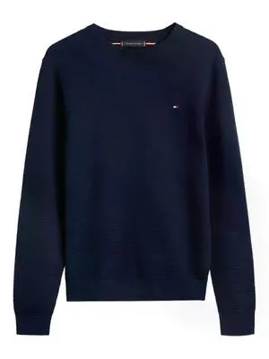 Tommy Hilfiger Textured Logo Sweater - Blue
