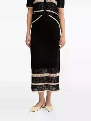 Joseph Ribkoff Striped Openwork Knit Midi Skirt