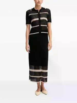 Joseph Ribkoff Striped Openwork Knit Midi Skirt