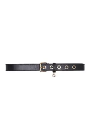 Maje Leather Belt With Clover Charm - Black