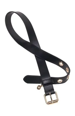 Maje Leather Belt With Clover Charm