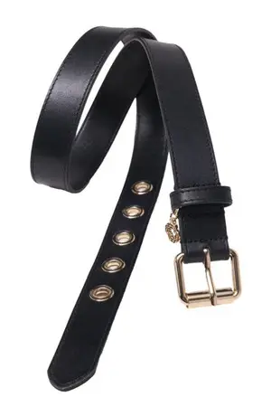 Maje Leather Belt With Clover Charm