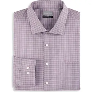 Michael Kors Big & Tall Performance Plaid Dress Shirt Wine