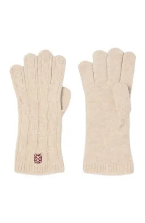 Sandro Cable Knit Gloves - Beige