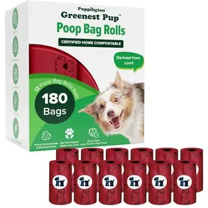 PUPPINGTON Greenest Pup Compostable Dog Waste Bags - Ruby Red
