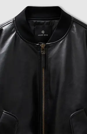 ANINE BING Leather Leon Bomber Jacket