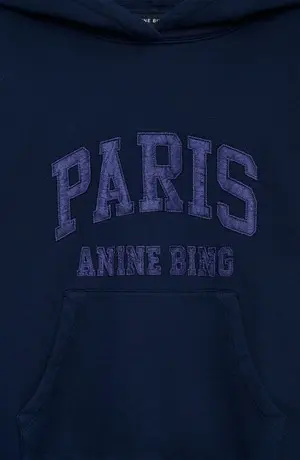 ANINE BING Debbie Shrunken Hoodie - Washed Navy