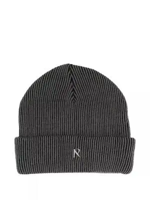 REPRESENT Ribbed Beanie Hat With Logo Plaque - Grey
