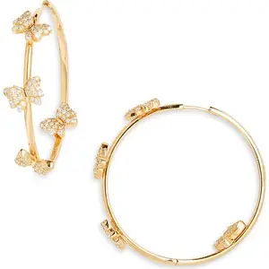 GRACE WINFREY Butterfly Garden Pavé Diamond Hoop Earrings - Yellow Gold/diamond