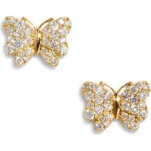 GRACE WINFREY Butterfly Stud Earrings - Yellow Gold/diamond