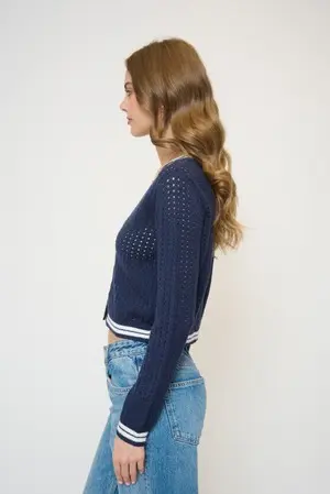 Central Park West Franki Varsity Mesh Cardigan