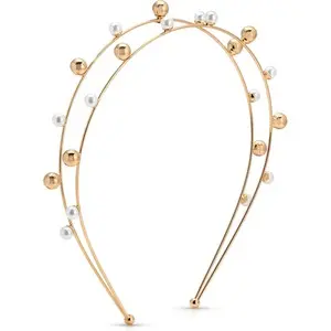 Ettika Faux Pearl Bubble Headband - Gold