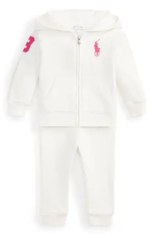 Ralph Lauren Big Pony Fleece Zip Hoodie & Joggers Set - White