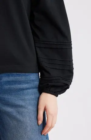 Paige Cyrano Pintuck Jersey Top - Black