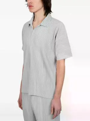 Issey Miyake Pleated Polo Shirt - Grey