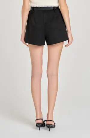 WAYF Faux Suede Pleated Shorts