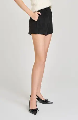 WAYF Faux Suede Pleated Shorts