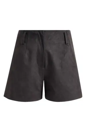 WAYF Faux Suede Pleated Shorts