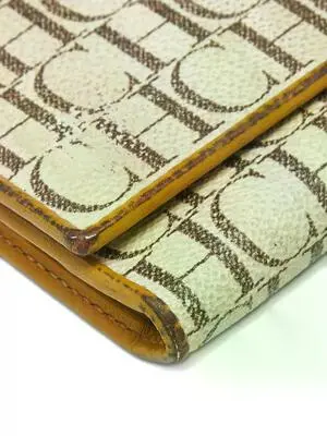 Carolina Herrera Monogram Coated Canvas Trifold Wallet