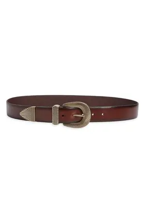 Treasure & Bond Moxie Western Leather Belt - Brown Malicacia- Silver