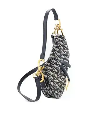 Dior Saddle Handbag With Strap Oblique Canvas Medium Shoulder Bag - Blue