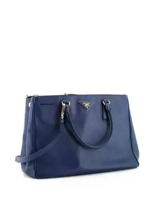 Prada Galleria Double Zip Saffiano Leather Large Tote Bag - Blue