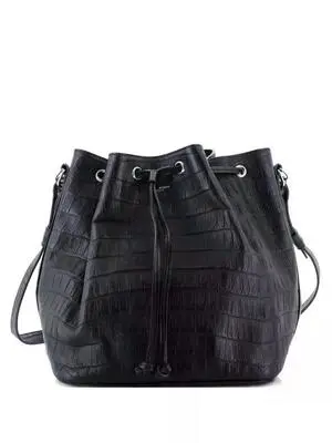 Saint Laurent Emmanuelle Crocodile Embossed Leather Bucket Bag
