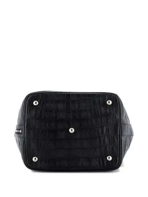 Saint Laurent Emmanuelle Crocodile Embossed Leather Bucket Bag