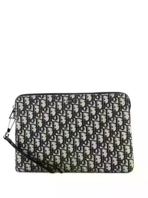 Dior Wristlet Oblique Canvas Clutch Bag