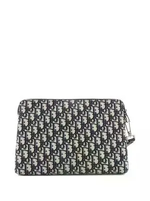 Dior Wristlet Oblique Canvas Clutch Bag