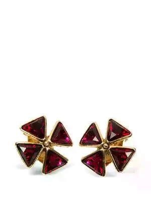 Saint Laurent 1990s Crystal-embellished Clip-on Earrings - Red