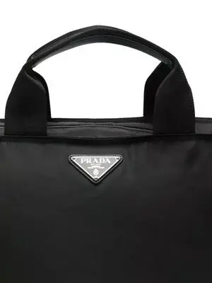 Prada Triangle Logo Tote Bag