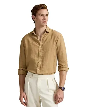 Polo Ralph Lauren Classic Fit Slub Linen Shirt Camel