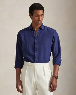 Polo Ralph Lauren Classic Fit Slub Linen Shirt - Navy