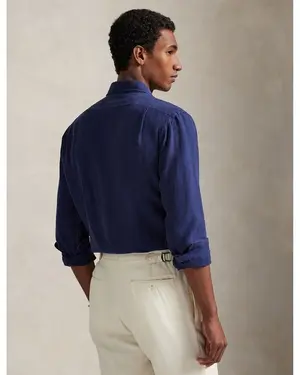 Polo Ralph Lauren Classic Fit Slub Linen Shirt - Navy