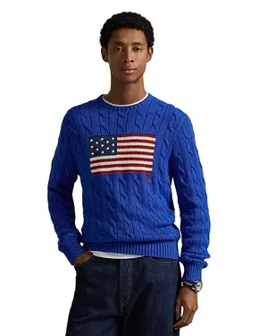 Polo Ralph Lauren Cable-knit Flag Sweater - Blue