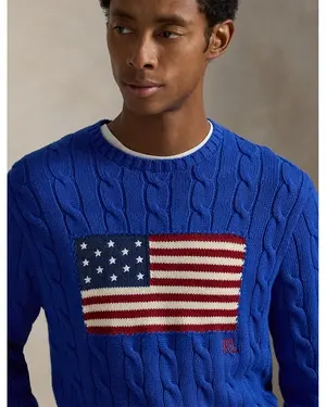 Polo Ralph Lauren Cable-knit Flag Sweater - Blue