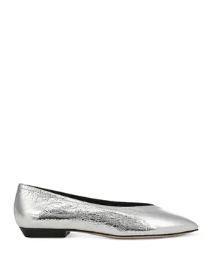 Veronica Beard Bancroft Pointed Toe Flats - Silver